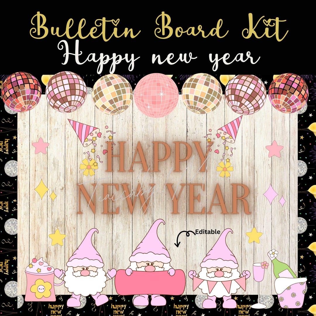 Happy New Year Bulletin Board Kit L January Bulletin Board L Hello 2025 ...