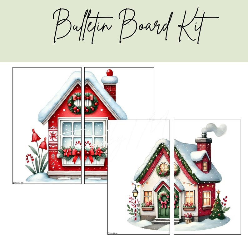 Christmas Village Bulletin Board Kit: Cozy Classroom Decor (printable ...