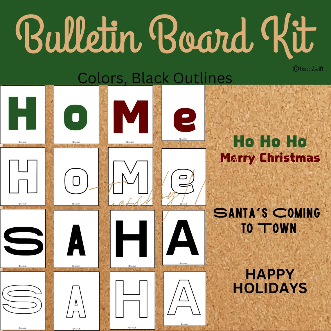 Merry Christmas Bulletin Board Kit | Happy Holiday Decor | Christmas ...
