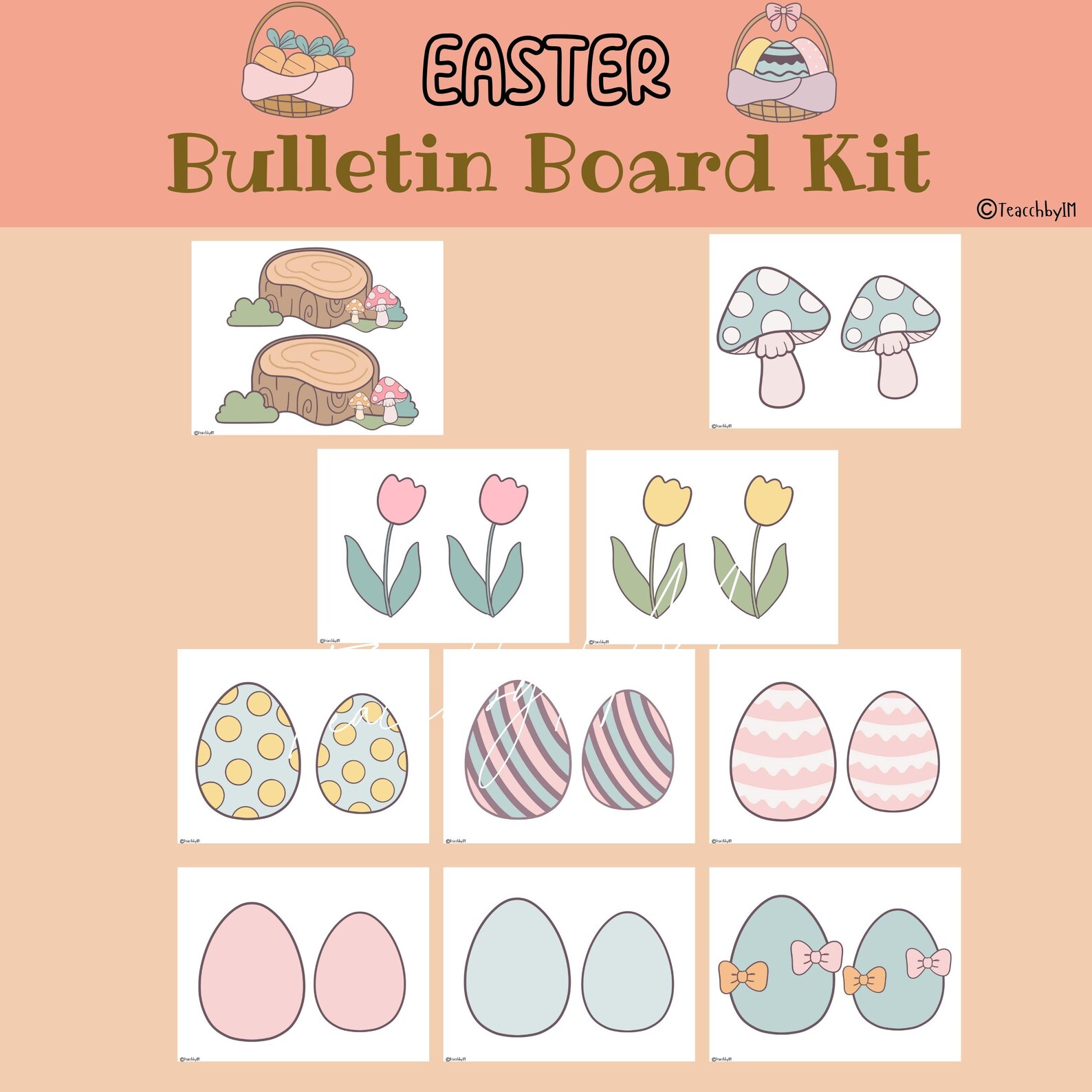 Hoppy Easter Bulletin Board Kit L Hopping Into Spring Bulletin Board ...