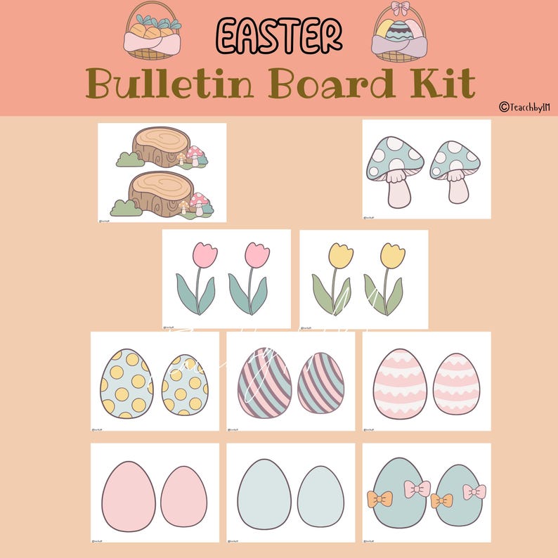 Hoppy Easter Bulletin Board Kit L Hopping Into Spring Bulletin Board ...