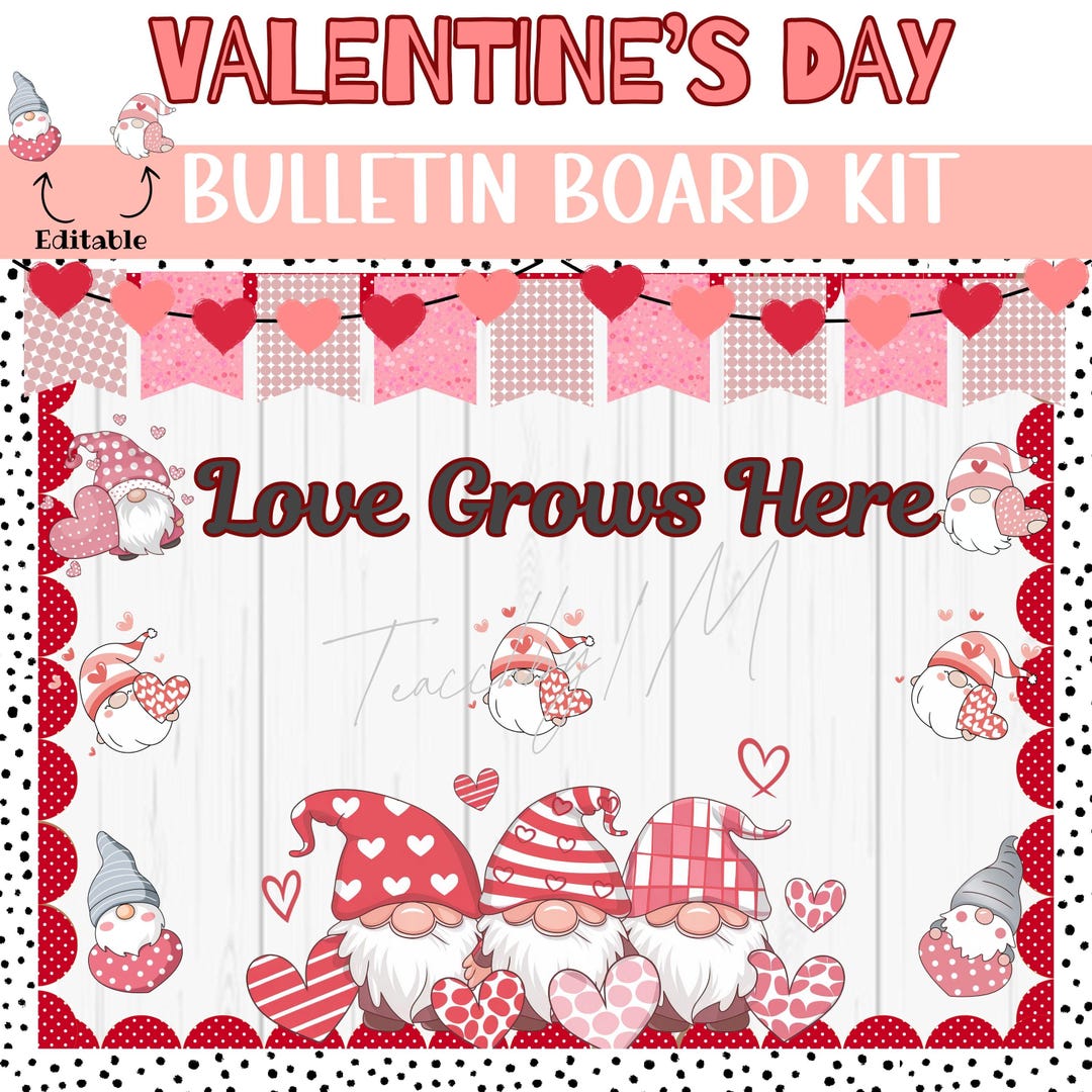 Valentine's Day Bulletin Board Kit, Love Grows Here Door Decor ...
