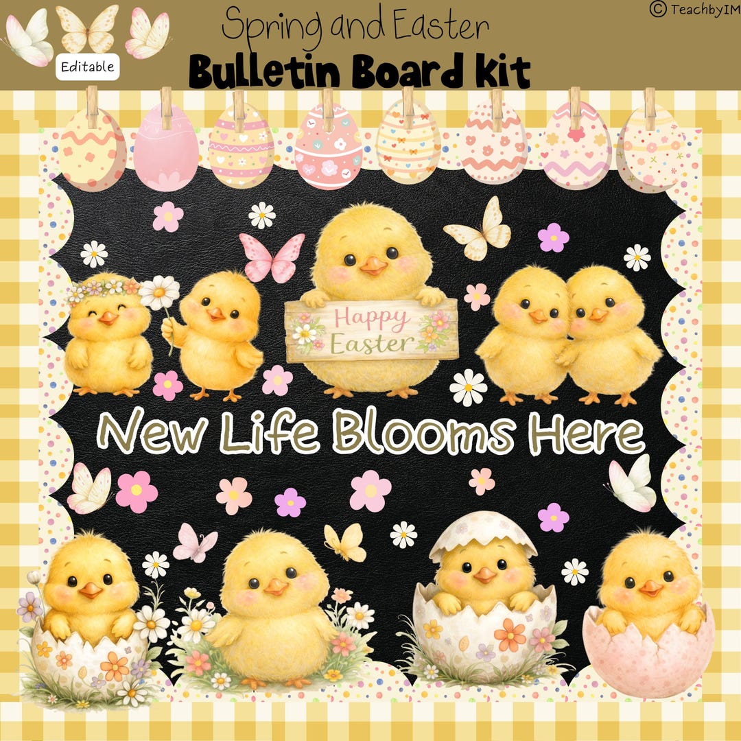 New Life Blooms Here Bulletin Board | Spring Easter Classroom Decor - Etsy