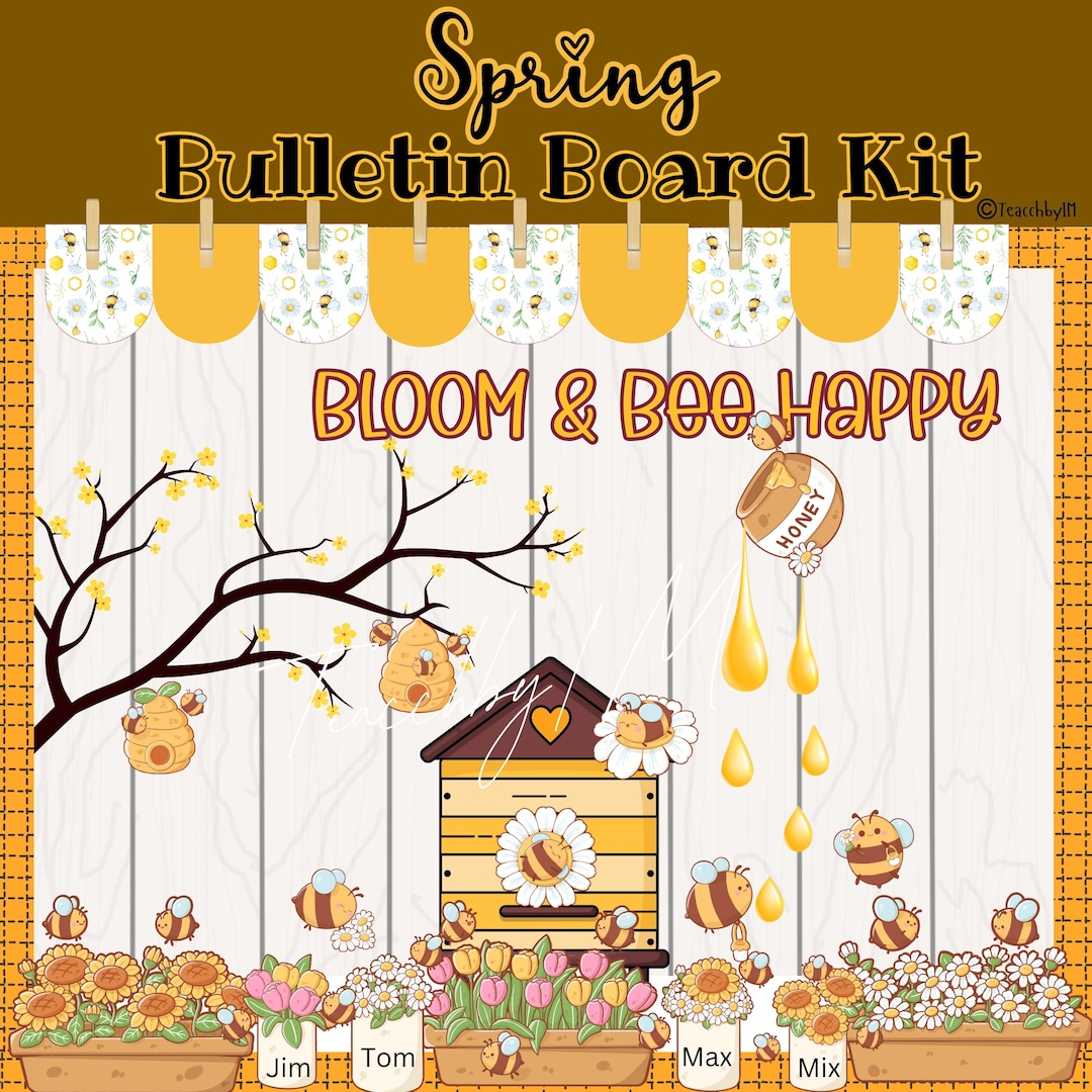 Bloom & Bee Happy Bulletin Board Kit Classroom Decor L Buzzing Into a ...
