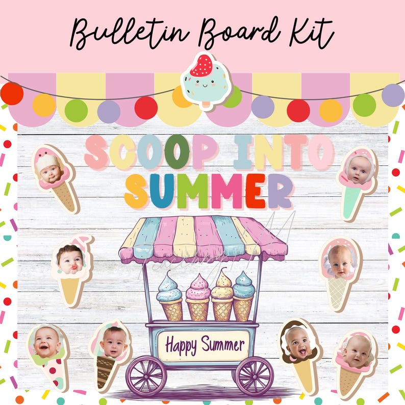 Scoop Into Summer Bulletin Board Kit L Full of Flavors and Fun Door ...