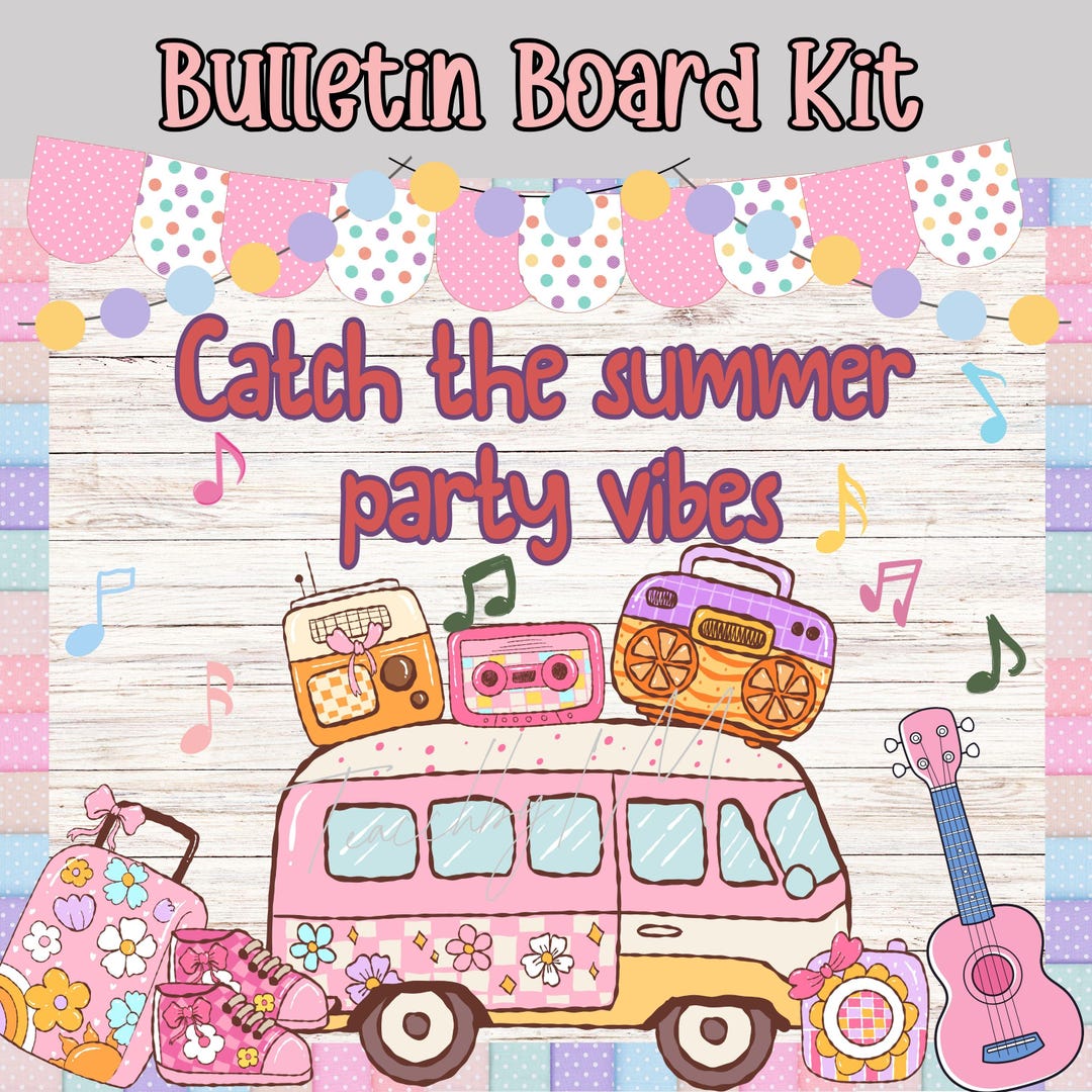 Catch the Summer Party Vibes Bulletin Board Kit L Summer Time Door ...