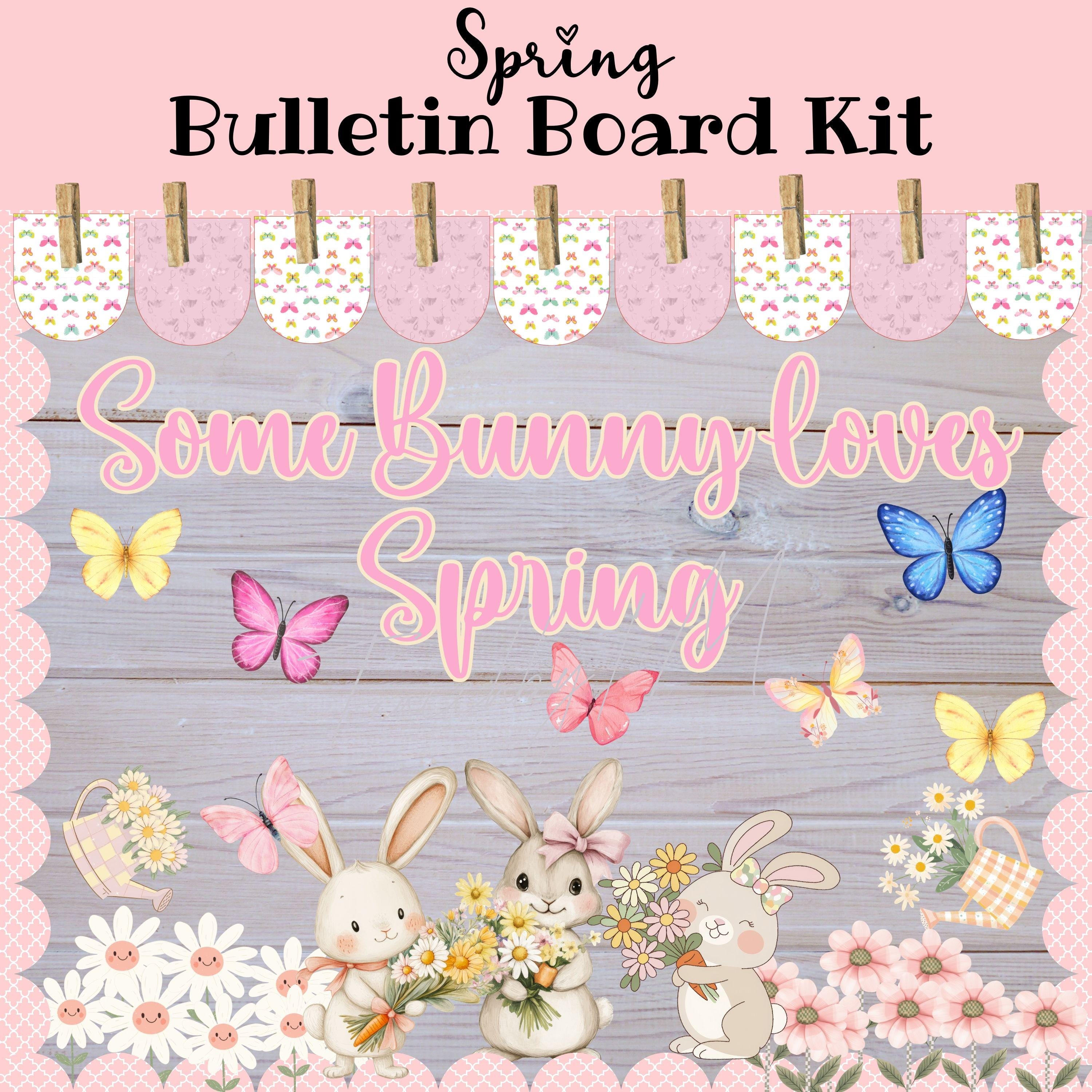 Fluttering Into Spring Bulletin Board Kit Classroom Decor L Bloom Hop ...