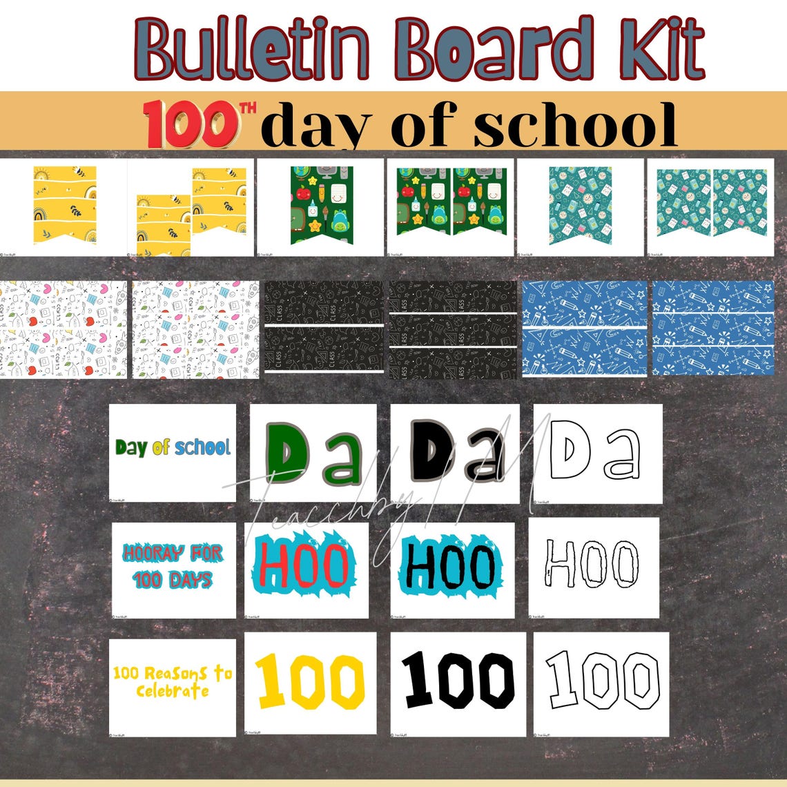 100 Days of School Bulletin Board & Classroom Decor and Editable ...