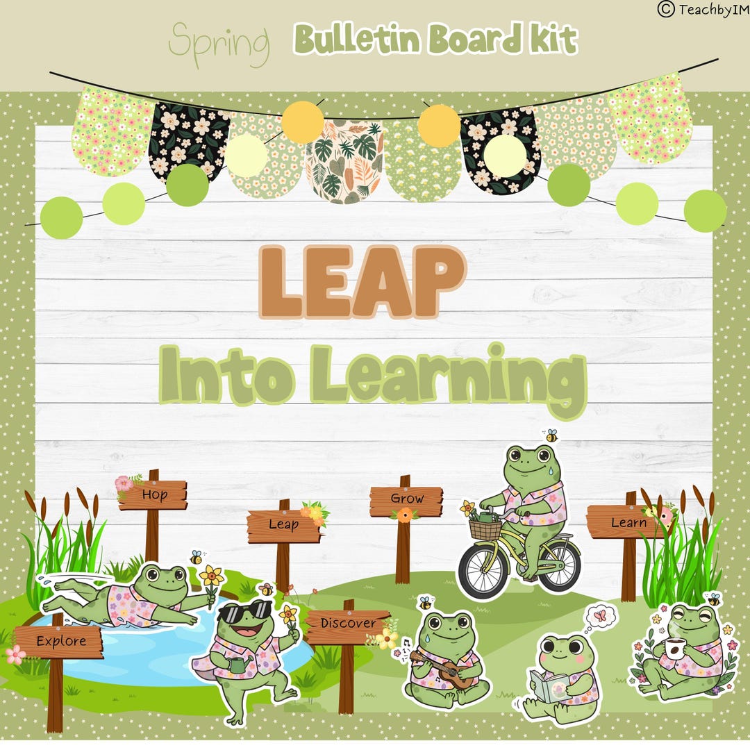Leap Into Learning Frog Bulletin Board Kit | Spring Classroom Decor - Etsy