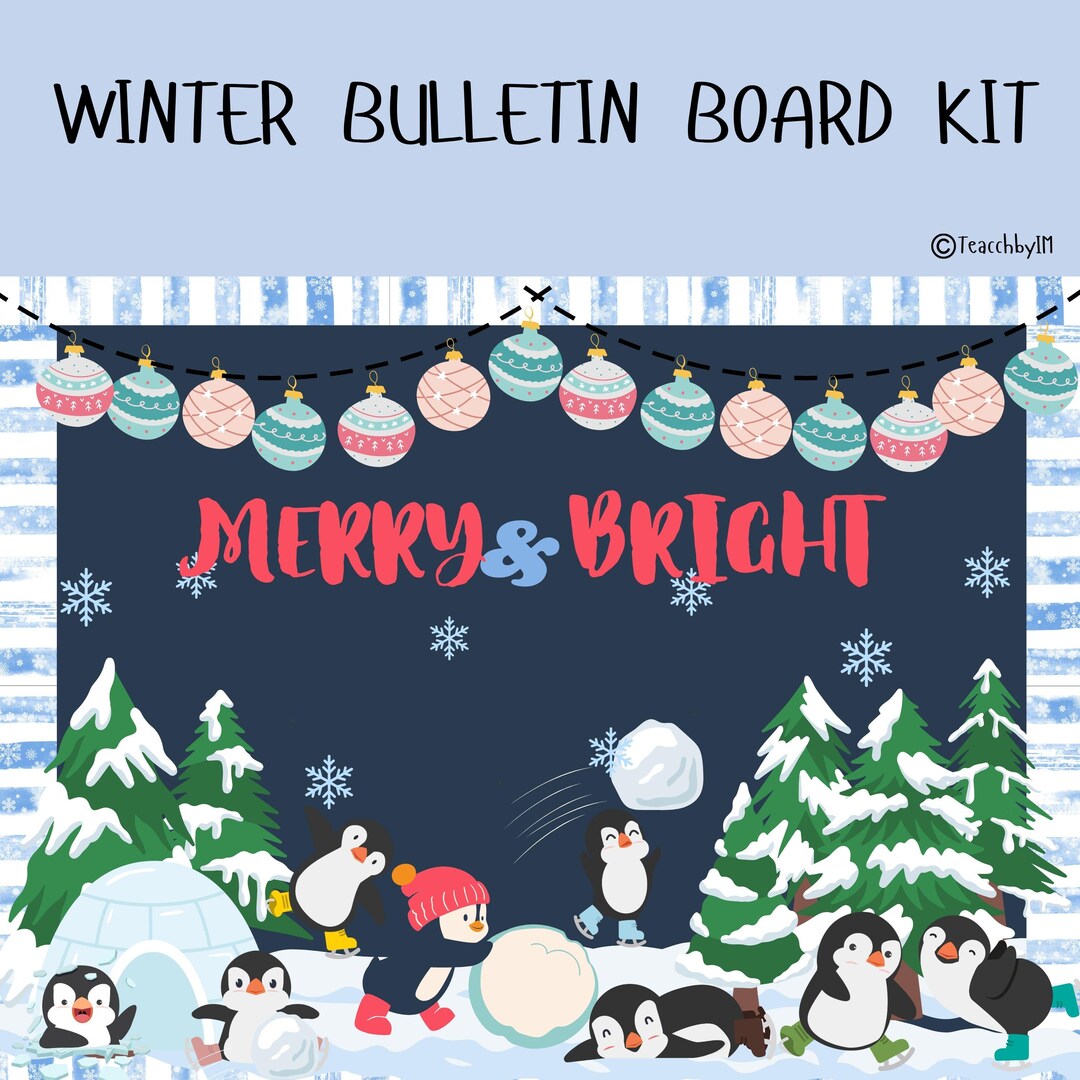 Merry & Bright Winter Bulletin Board Kit: Classroom Decor (PDF, PTT) - Etsy