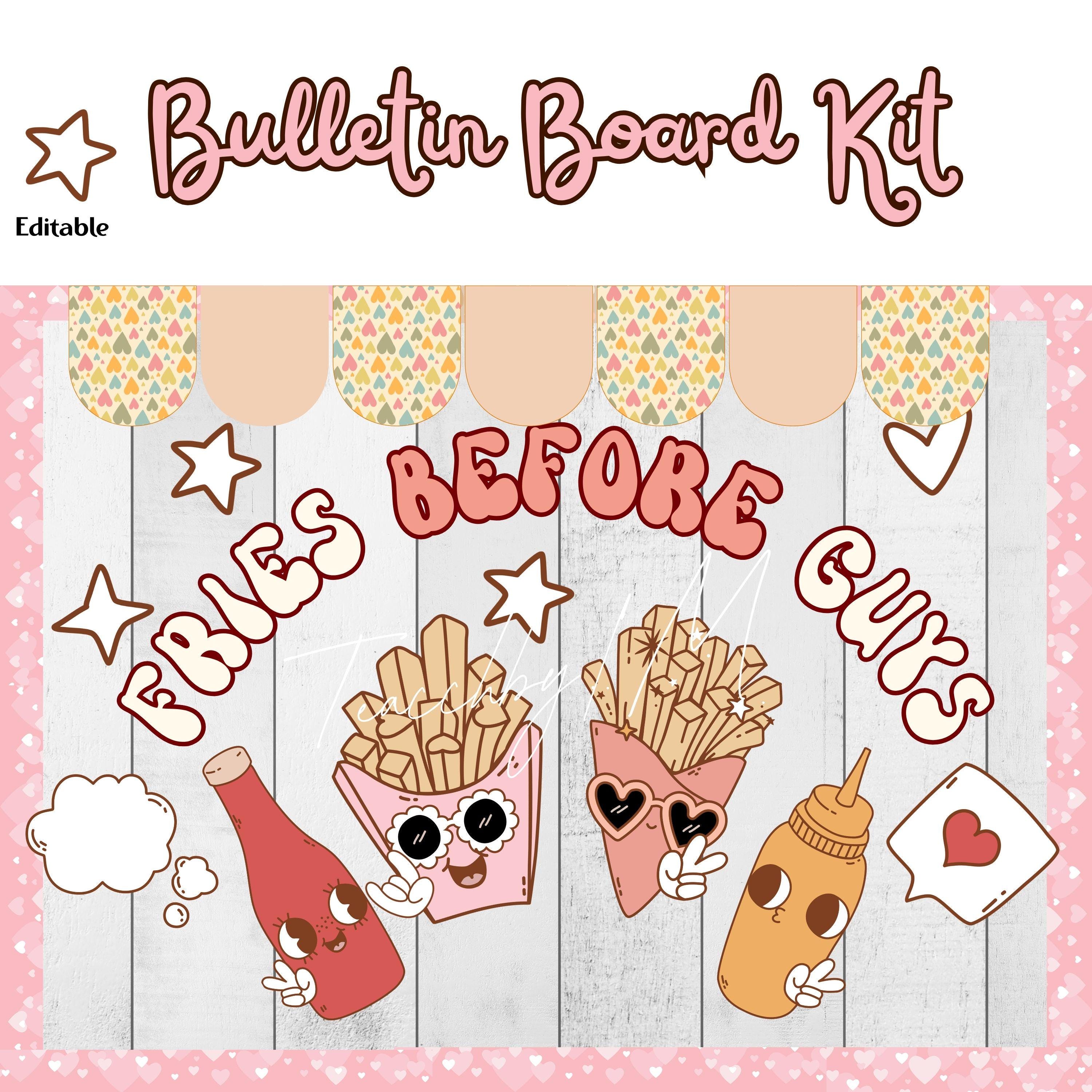 Valentine's Day Bulletin Board Kit: Pizza & Fries Classroom Decor ...