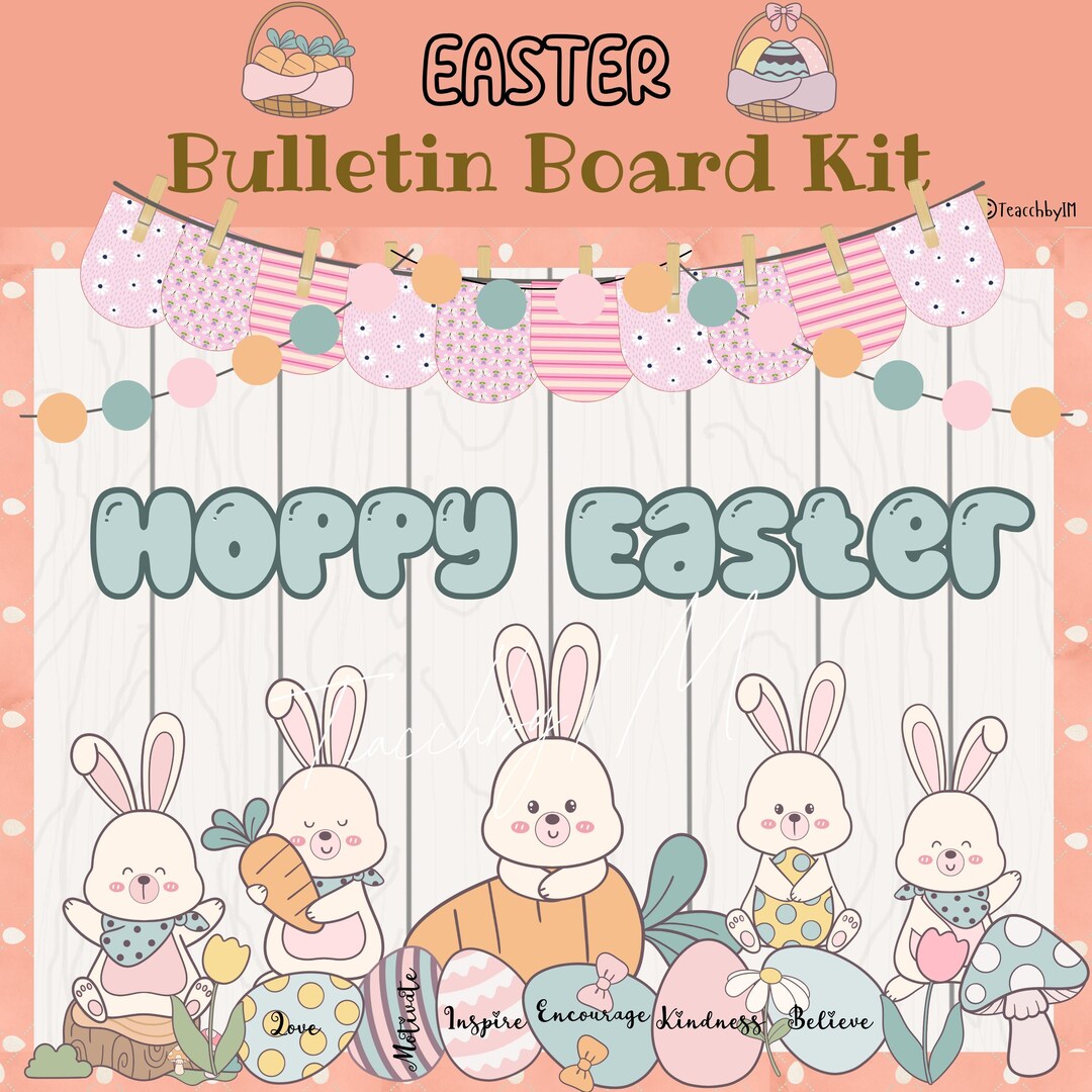 Hoppy Easter Bulletin Board Kit L Hopping Into Spring Bulletin Board ...