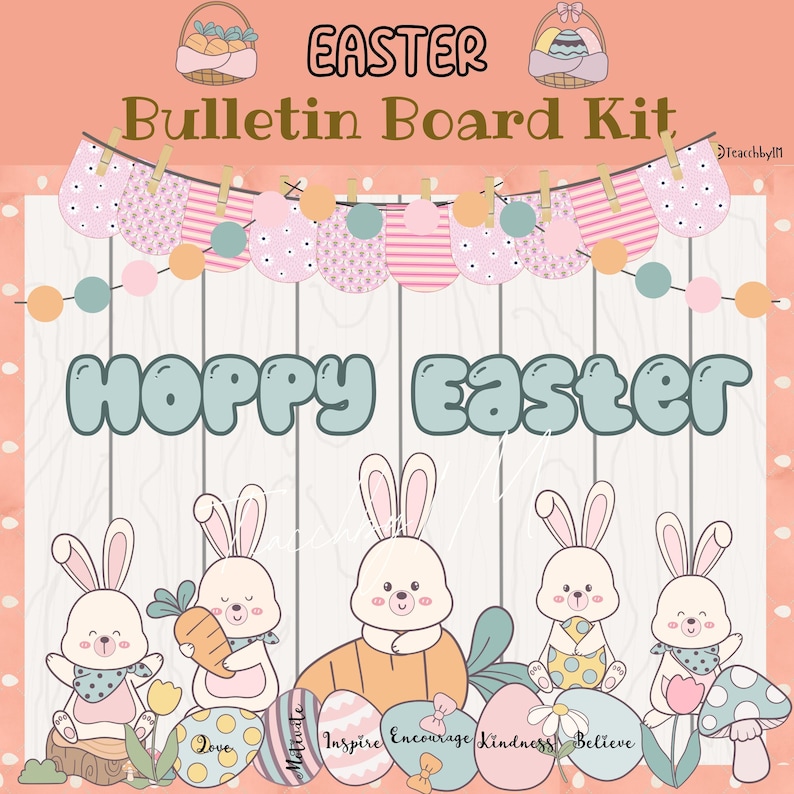 Hoppy Easter Bulletin Board Kit L Hopping Into Spring Bulletin Board ...