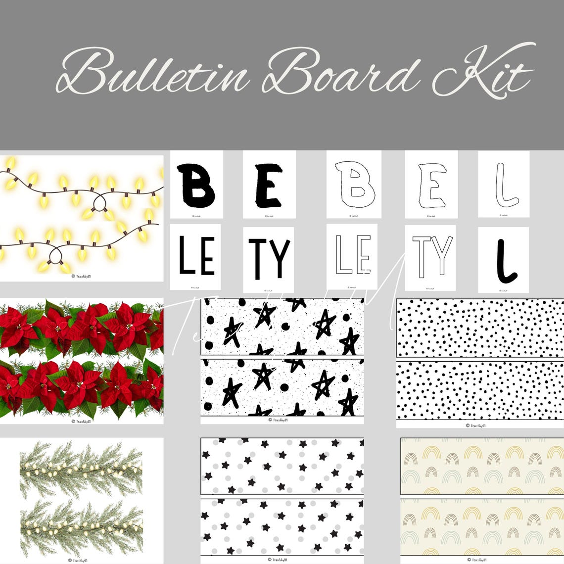 Christmas Classroom Bulletin Board Decor: Light Theme (printable PDF ...