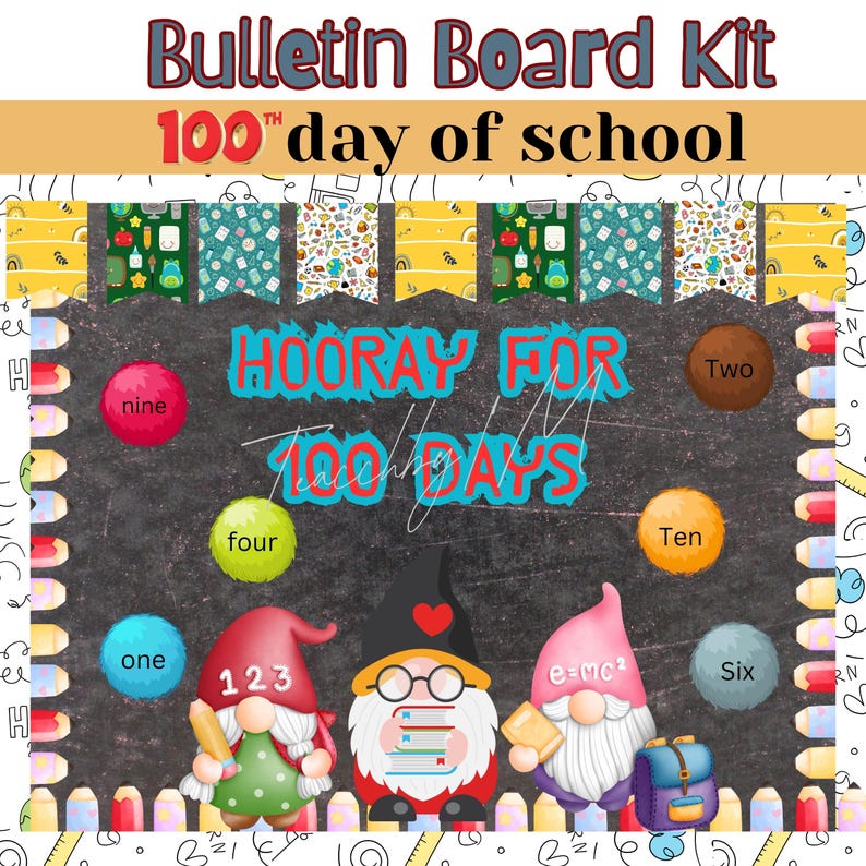 100 Days of School Bulletin Board & Classroom Decor and Editable ...