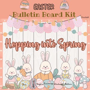 Hoppy Easter Bulletin Board Kit L Hopping Into Spring Bulletin Board ...