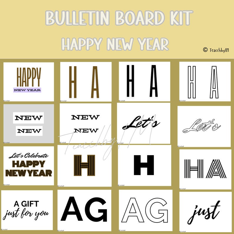 Happy New Year Bulletin Board Kit L January Bulletin Board L Printable ...