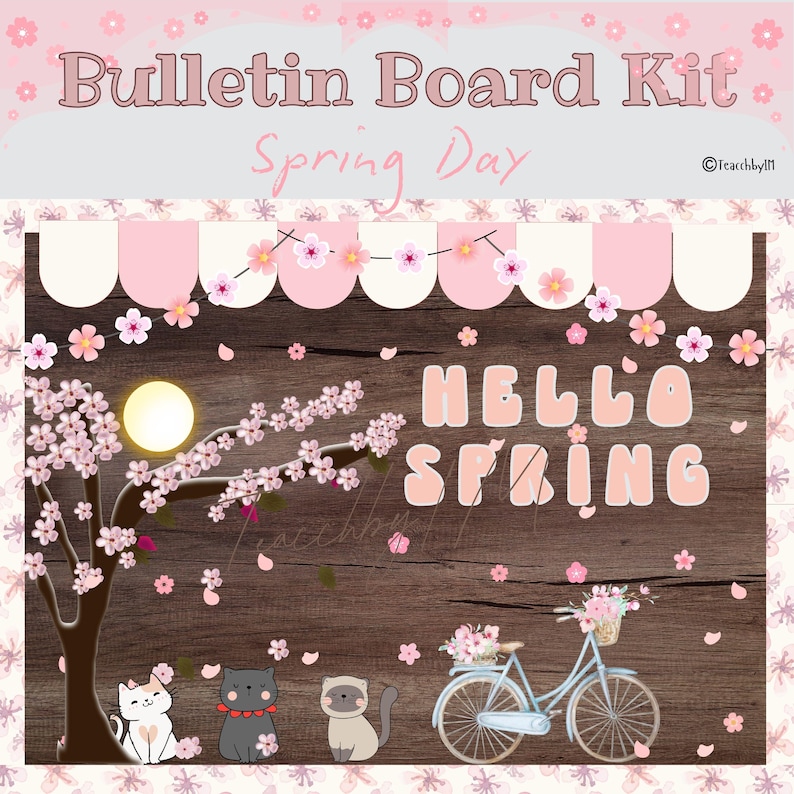 Hello Spring Bulletin Board Kit: Classroom Decor (PDF & PNG) - Etsy