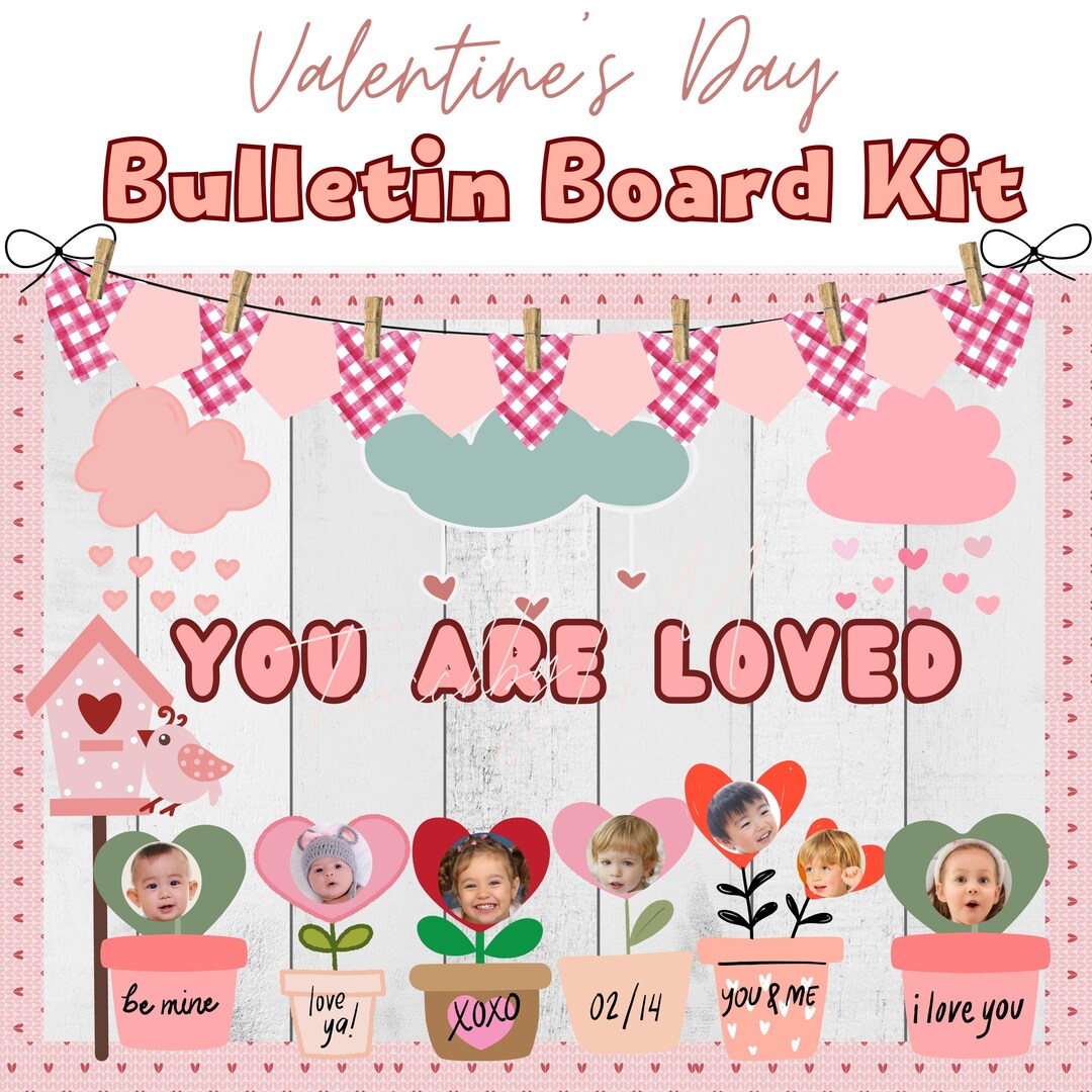 Valentine's Day Bulletin Board Kit: You Are Loved, Printable Decor (PDF ...