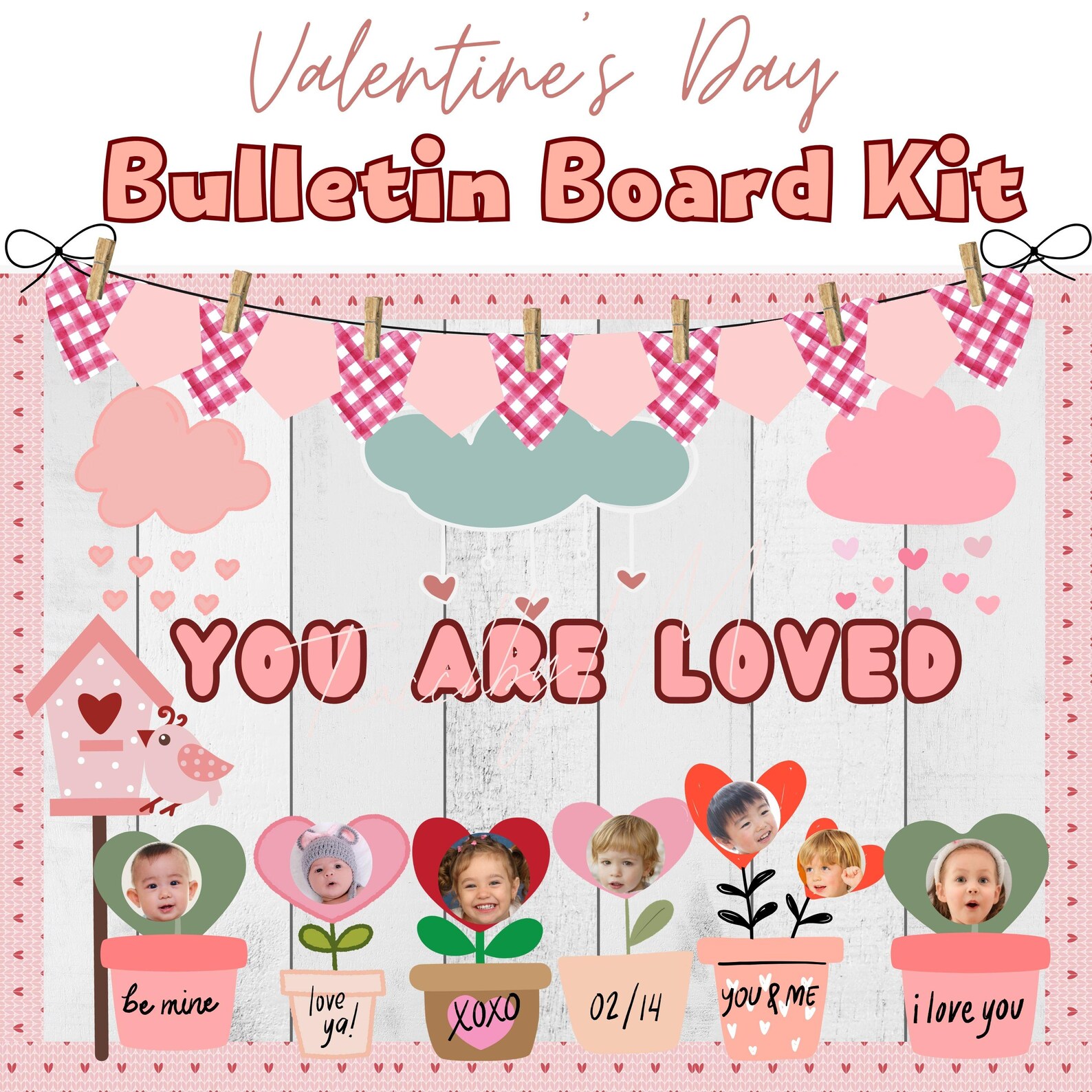Valentine's Day Bulletin Board Kit, You Are Loved Bulletin Board Kit ...