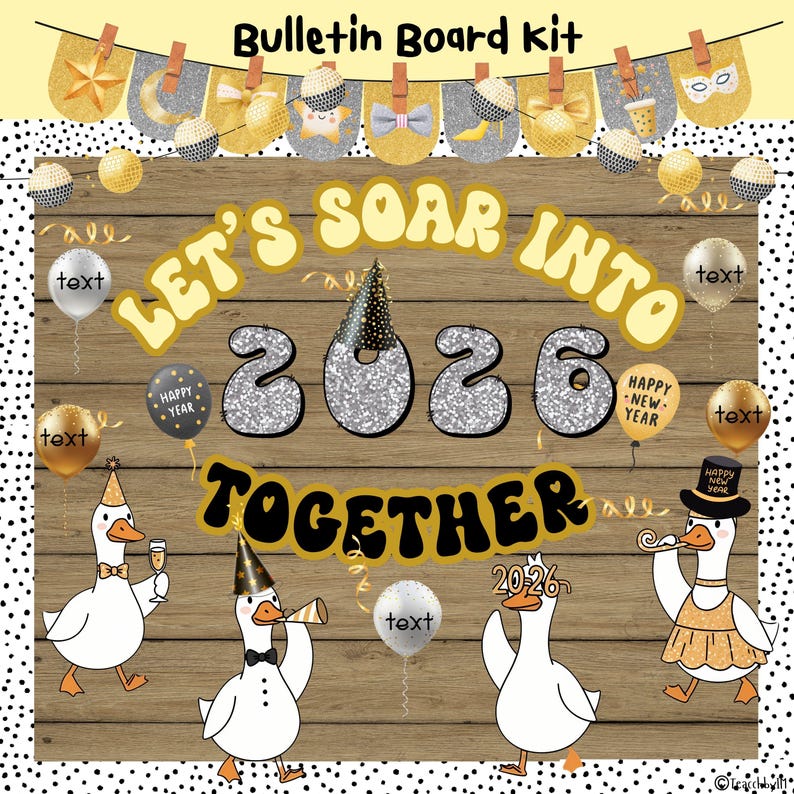 Neues Jahr 2026 Bulletin Board Kit | Gans Klassenzimmer Dekor | Auf ins ...