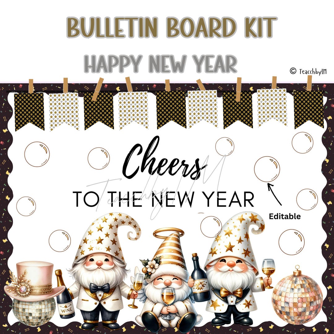 Cheers to the New Year Bulletin Board Kit L Love and Joy January ...