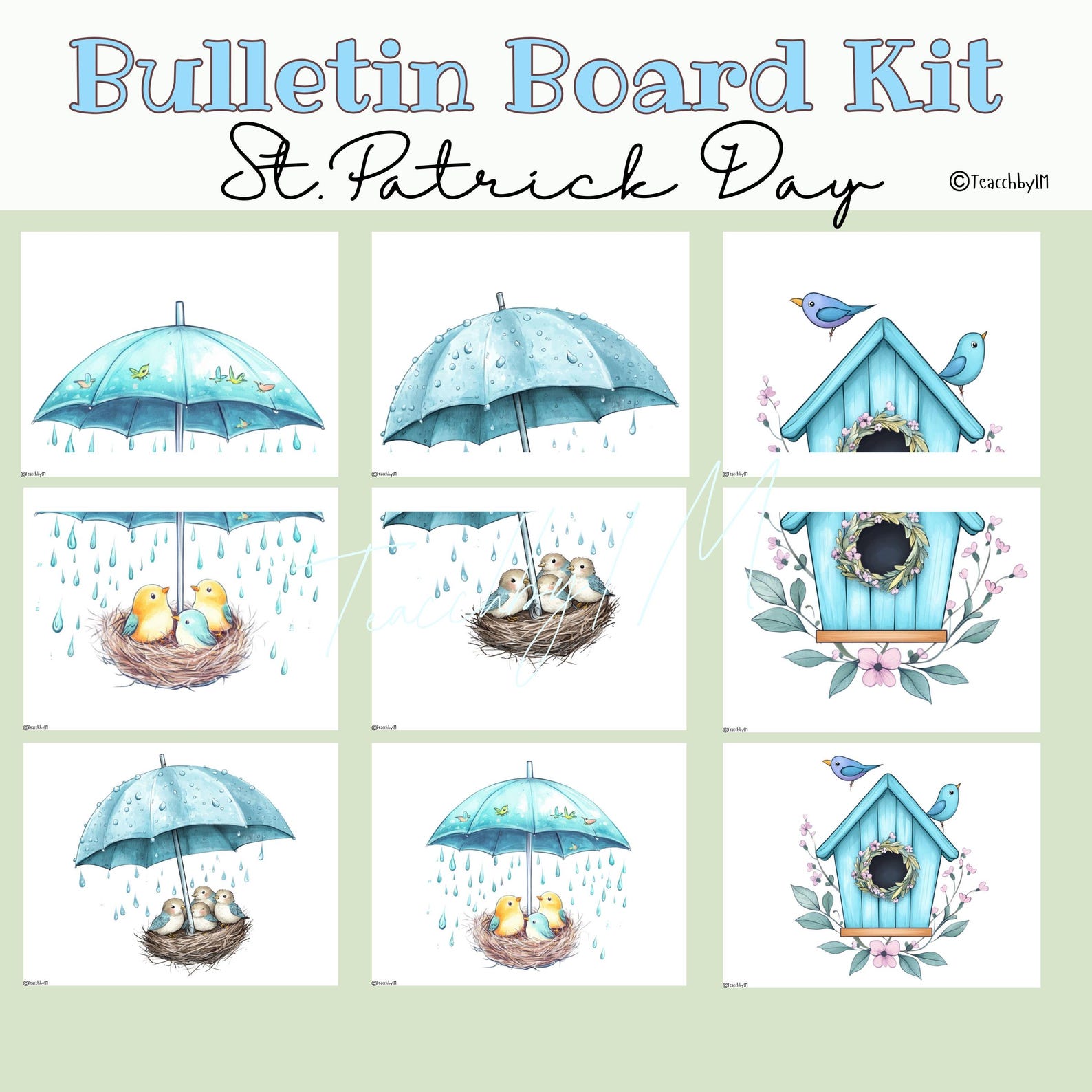 April Showers Bring May Birds & Blossoms Bulletin Board Kit L Let’s ...