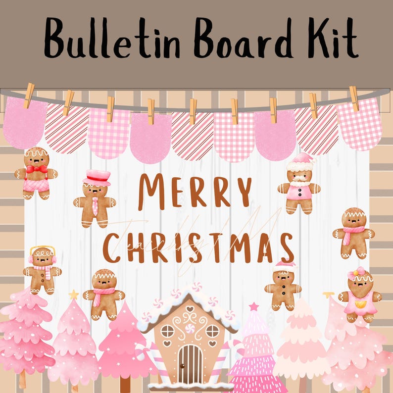 Christmas Bulletin Board Kit | Merry Christmas Classroom Decor | Holly ...