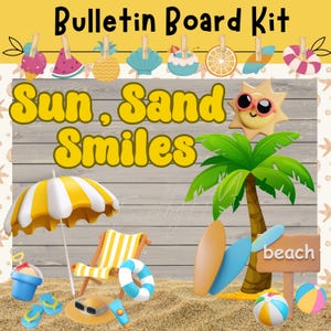 Summer Bulletin Board Kit L Sun Sand Smiles Door Decor L Beach, Please ...