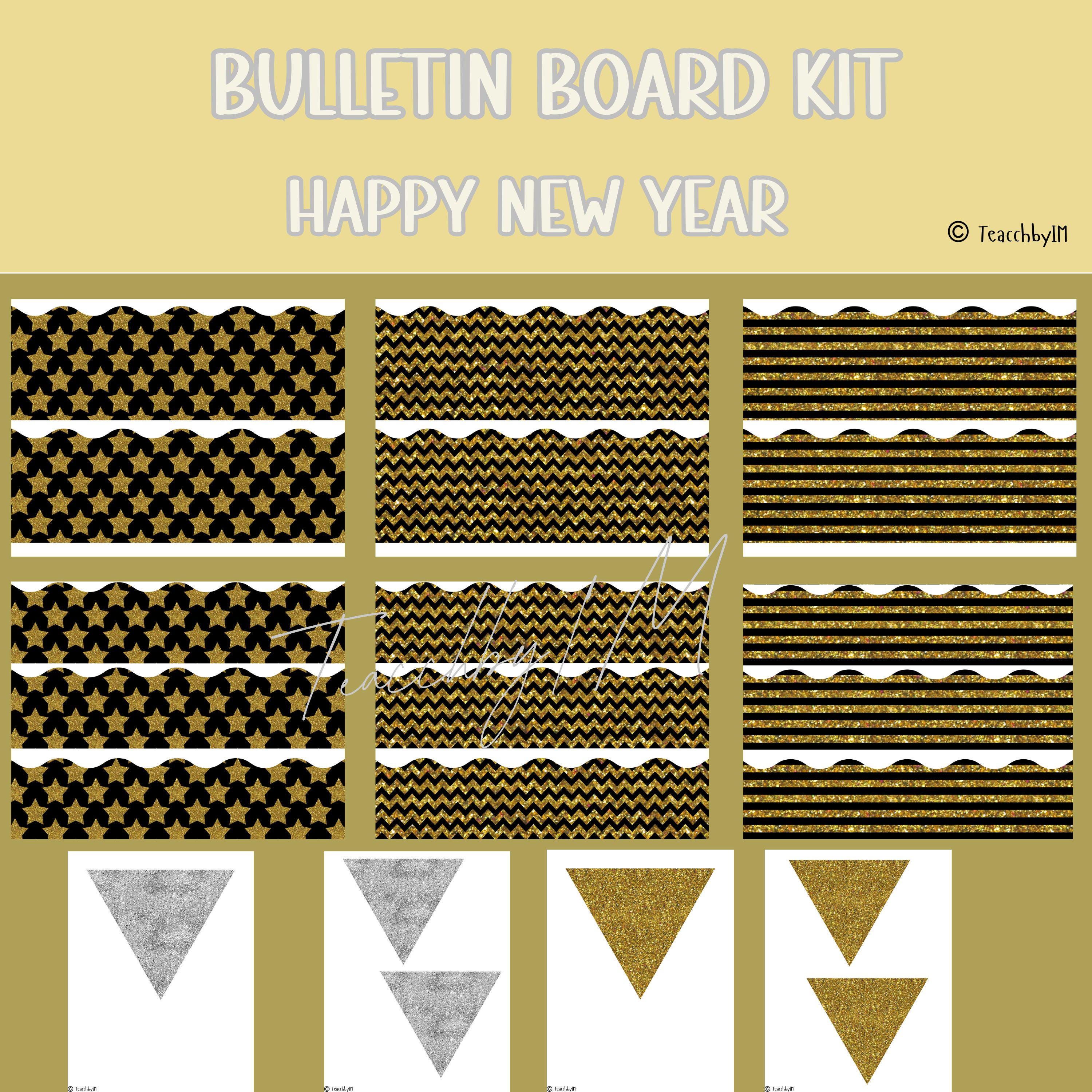 Happy New Year Bulletin Board Kit L January Bulletin Board L Printable ...