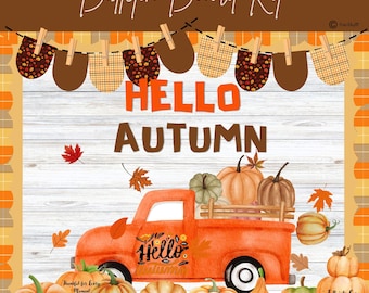 Retro Fall Bulletin Board Kit, Autumn Leaves Hallway Decor, Boho Retro ...