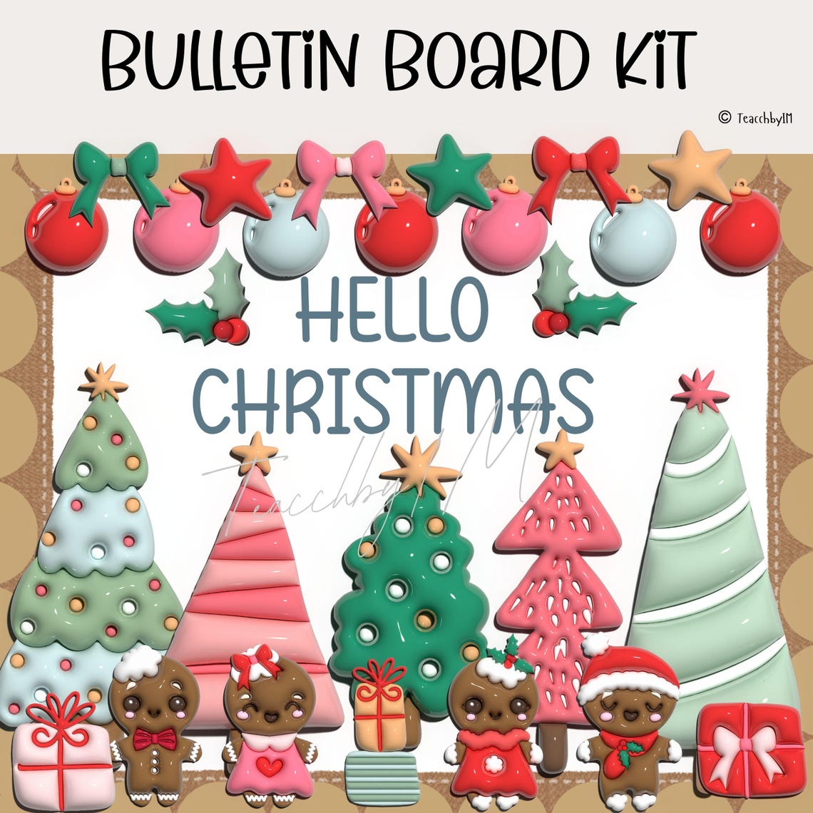 Merry Christmas Bulletin Board Kit | Happy Holidays Christmas Decor ...