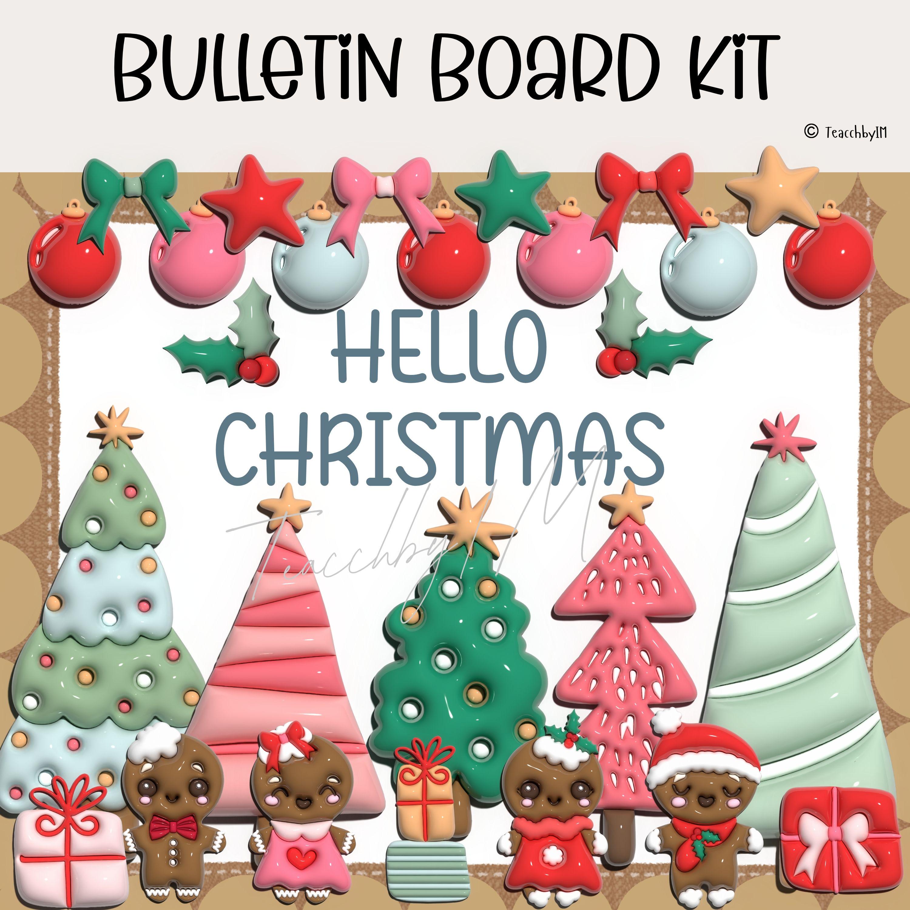 Merry Christmas Bulletin Board Kit | Happy Holidays Christmas Decor ...