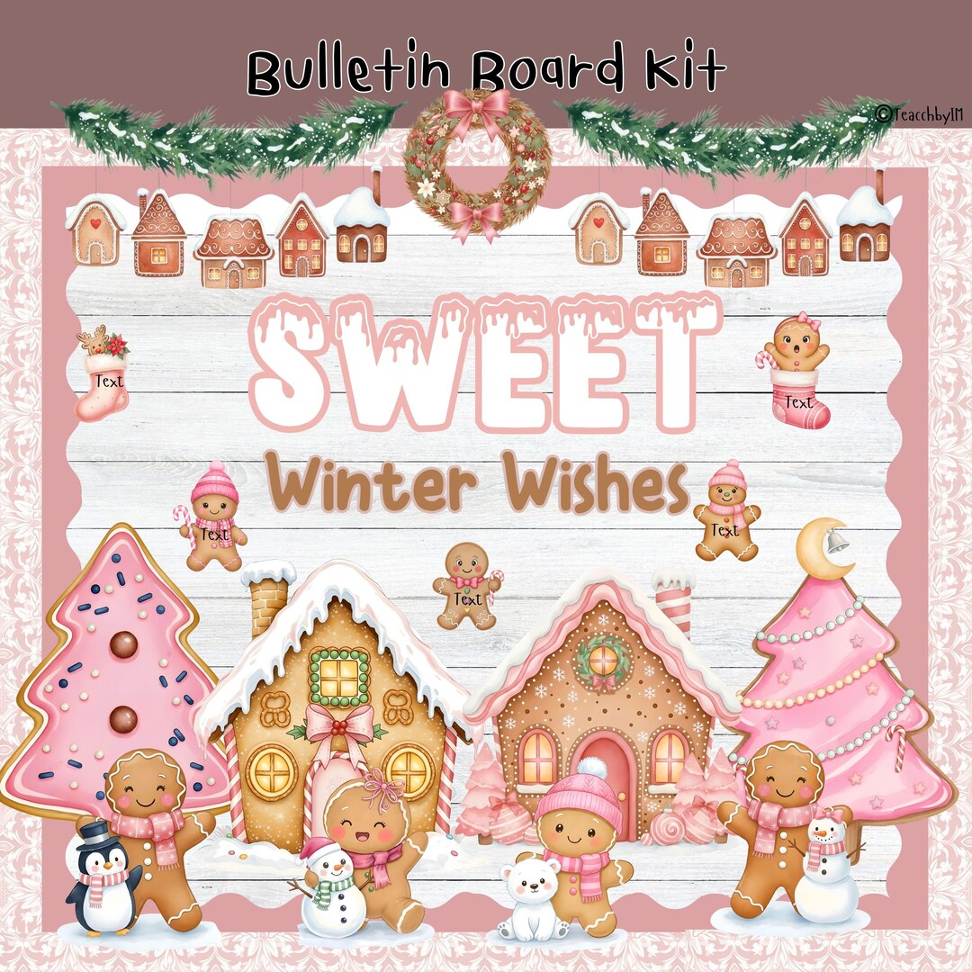 Gingerbread Christmas Bulletin Board Kit | Sweet Classroom Decor ...