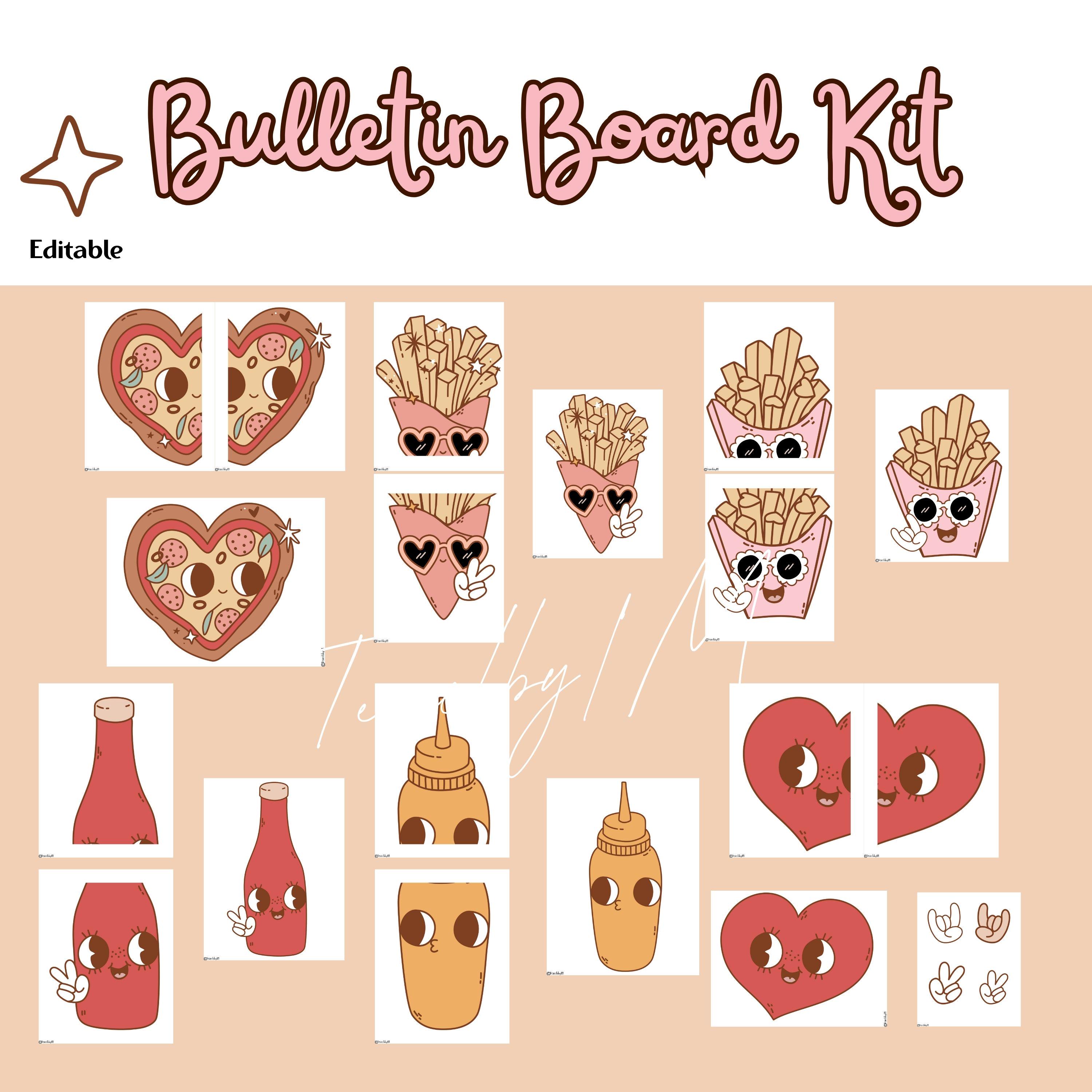 Valentine's Day Bulletin Board Kit: Pizza & Fries Classroom Decor ...