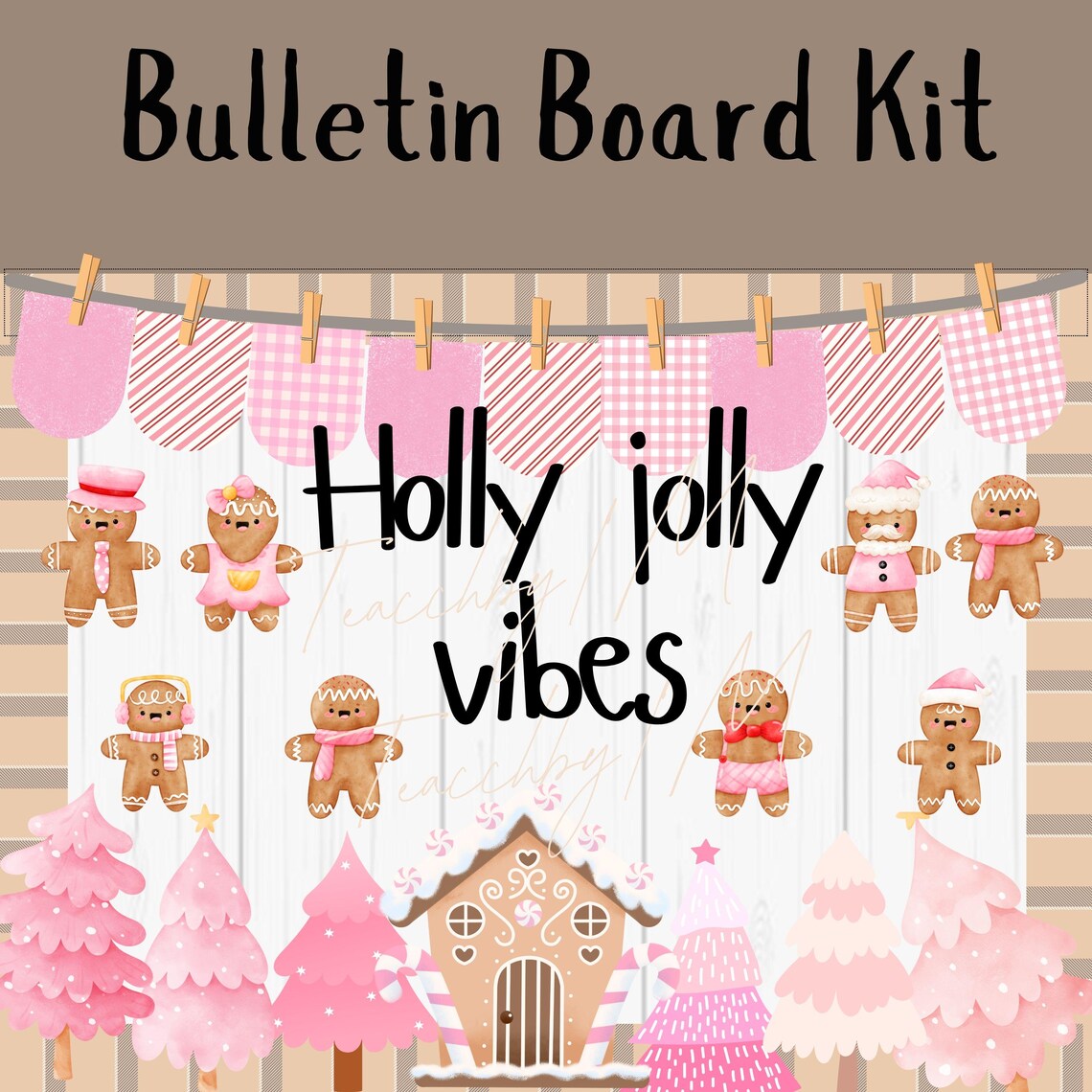 Christmas Bulletin Board Kit | Merry Christmas Classroom Decor | Holly ...