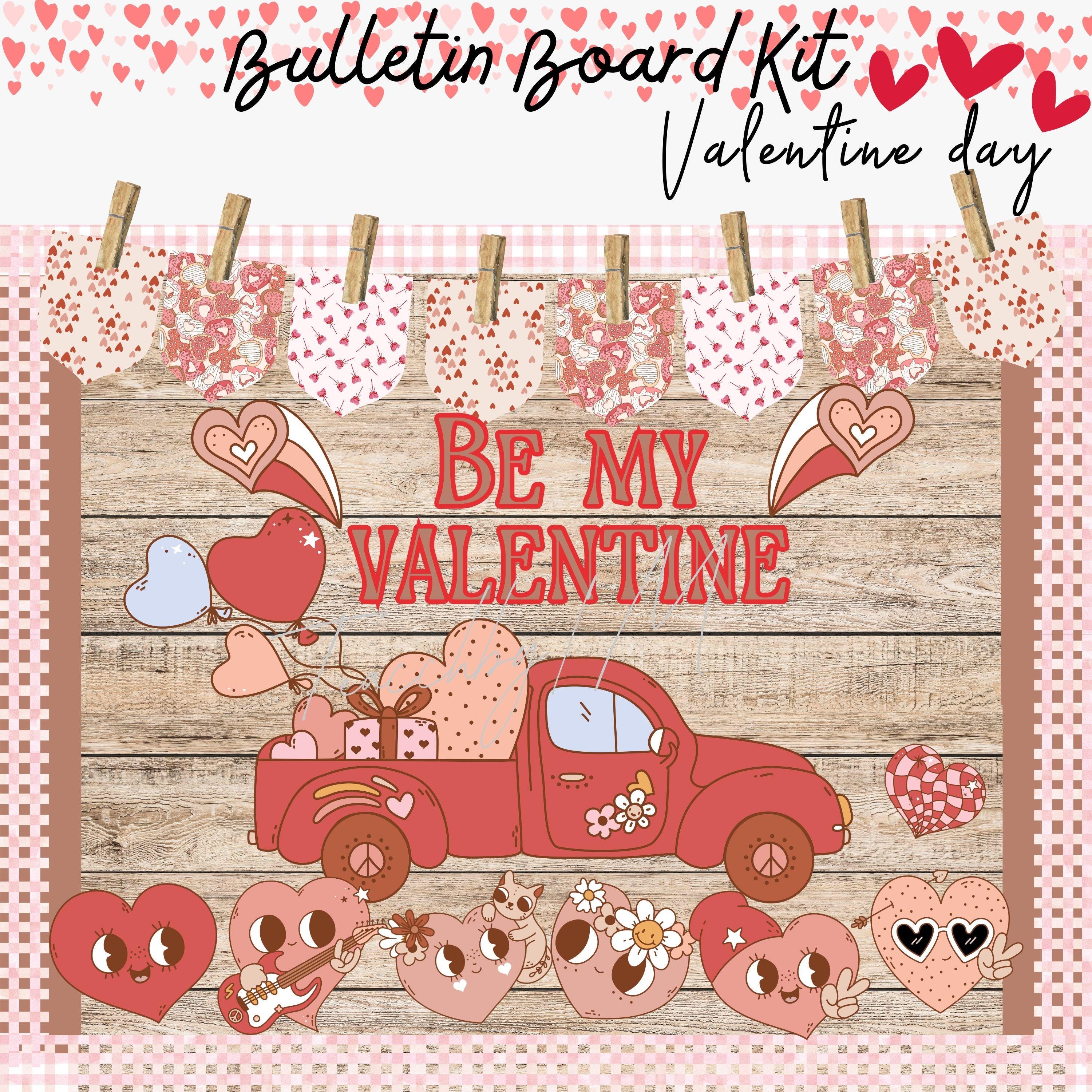 Valentine's Day Bulletin Board Kit, Happy Valentine Door Decor ...