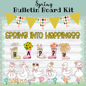 Duck Duck Spring Bulletin Board Kit L Spring Into Happiness Bulletin ...