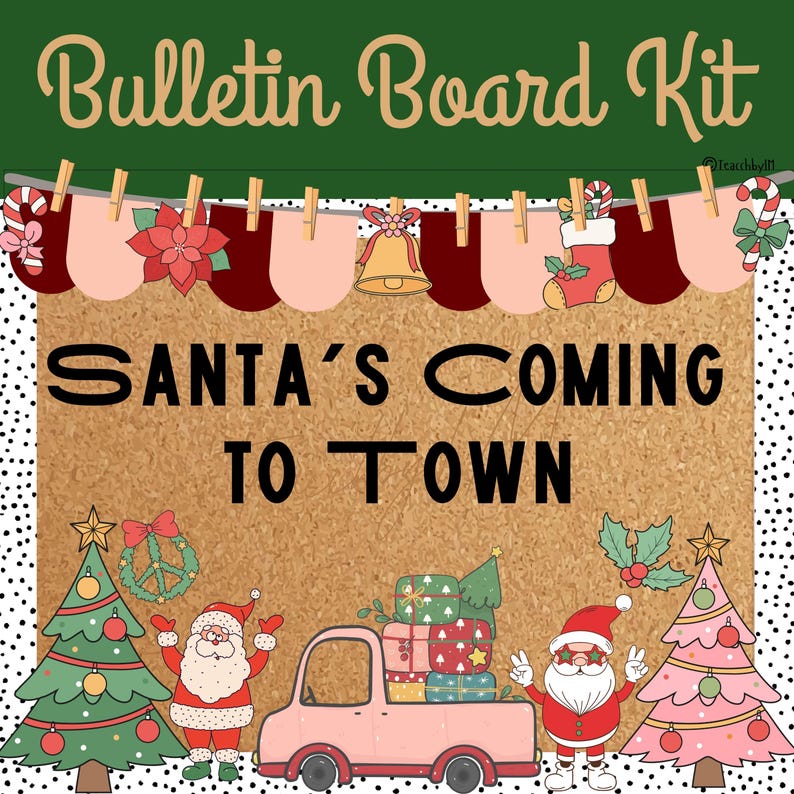 Merry Christmas Bulletin Board Kit | Happy Holiday Decor | Christmas ...