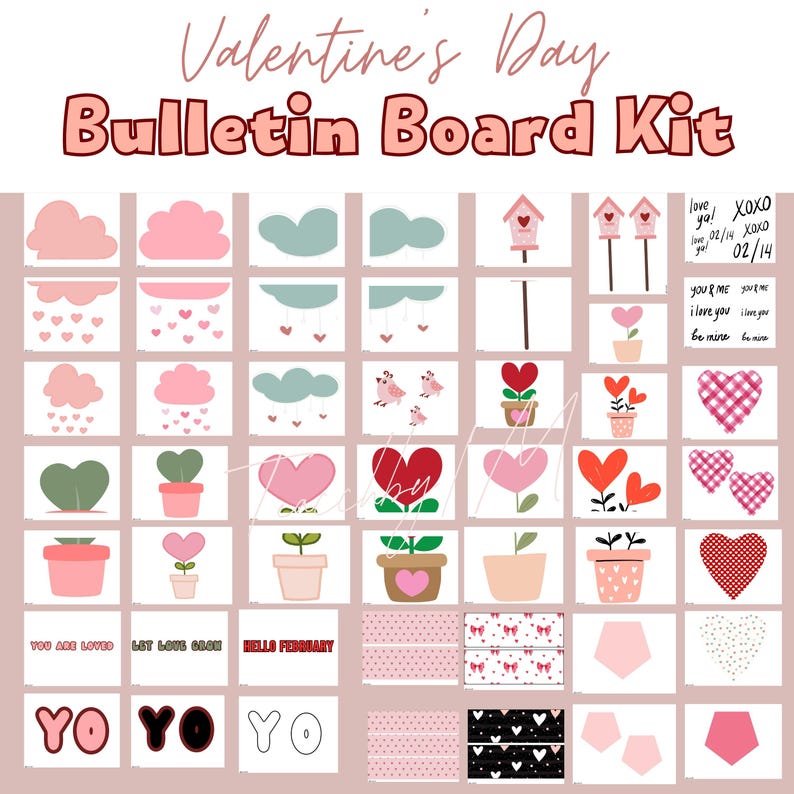 Valentine's Day Bulletin Board Kit: You Are Loved, Printable Decor (PDF ...