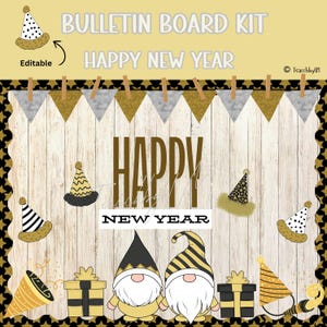Happy New Year Bulletin Board Kit L January Bulletin Board L Printable ...