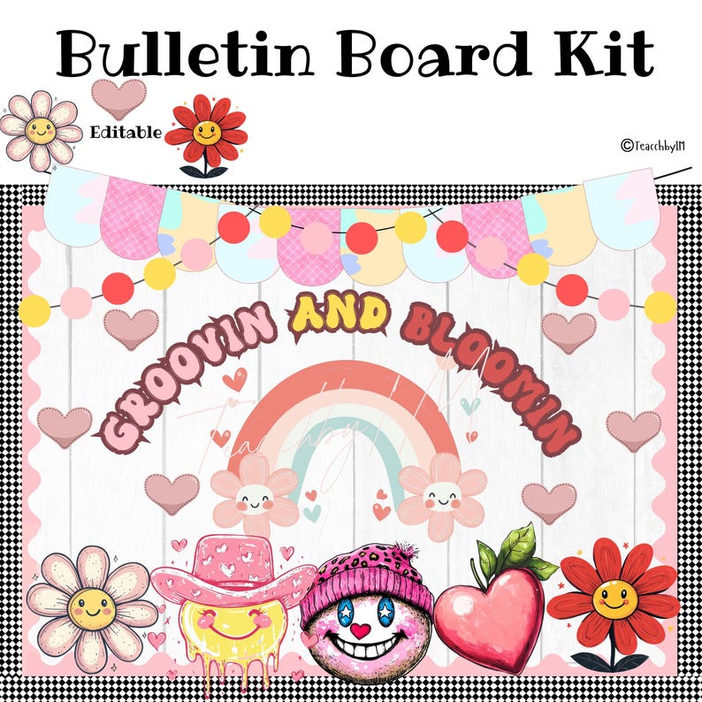 Valentine's Day Bulletin Board Kit, Groovin and Bloomin Door Decor ...