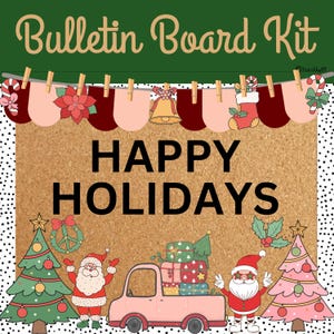 Merry Christmas Bulletin Board Kit | Happy Holiday Decor | Christmas ...
