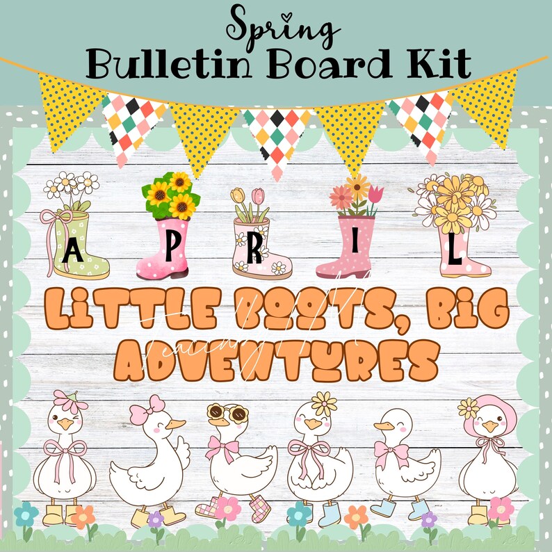 Duck Duck Spring Bulletin Board Kit L Spring Into Happiness Bulletin ...