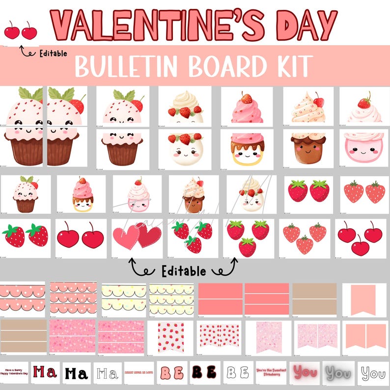 Valentine's Day Bulletin Board Kit: Berry Theme Classroom Decor ...