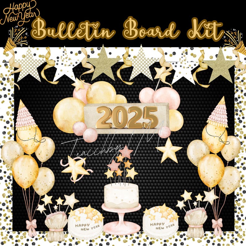Happy New Year Bulletin Board Kit L January Bulletin Board L Shine ...