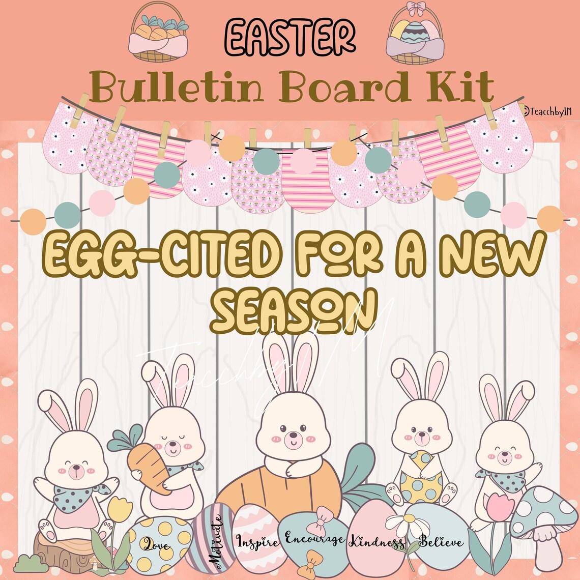 Hoppy Easter Bulletin Board Kit L Hopping Into Spring Bulletin Board ...