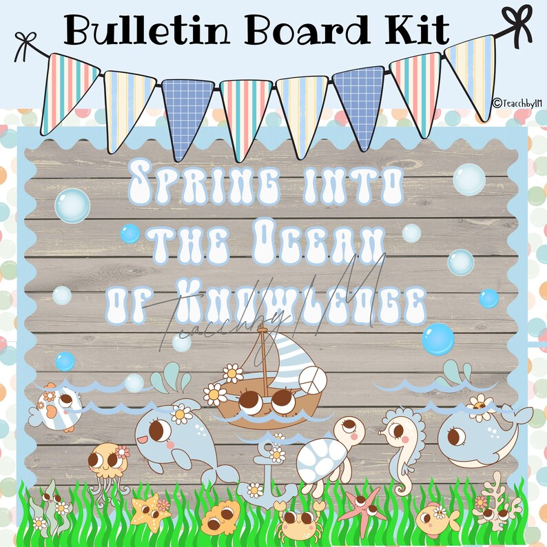 Spring Under the Sea Bulletin Board Kit L Dive Into Learning Bulletin ...