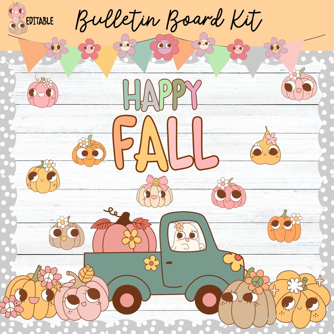 Happy Fall Bulletin Board Kit: Autumn Classroom Decor Printable (PDF ...