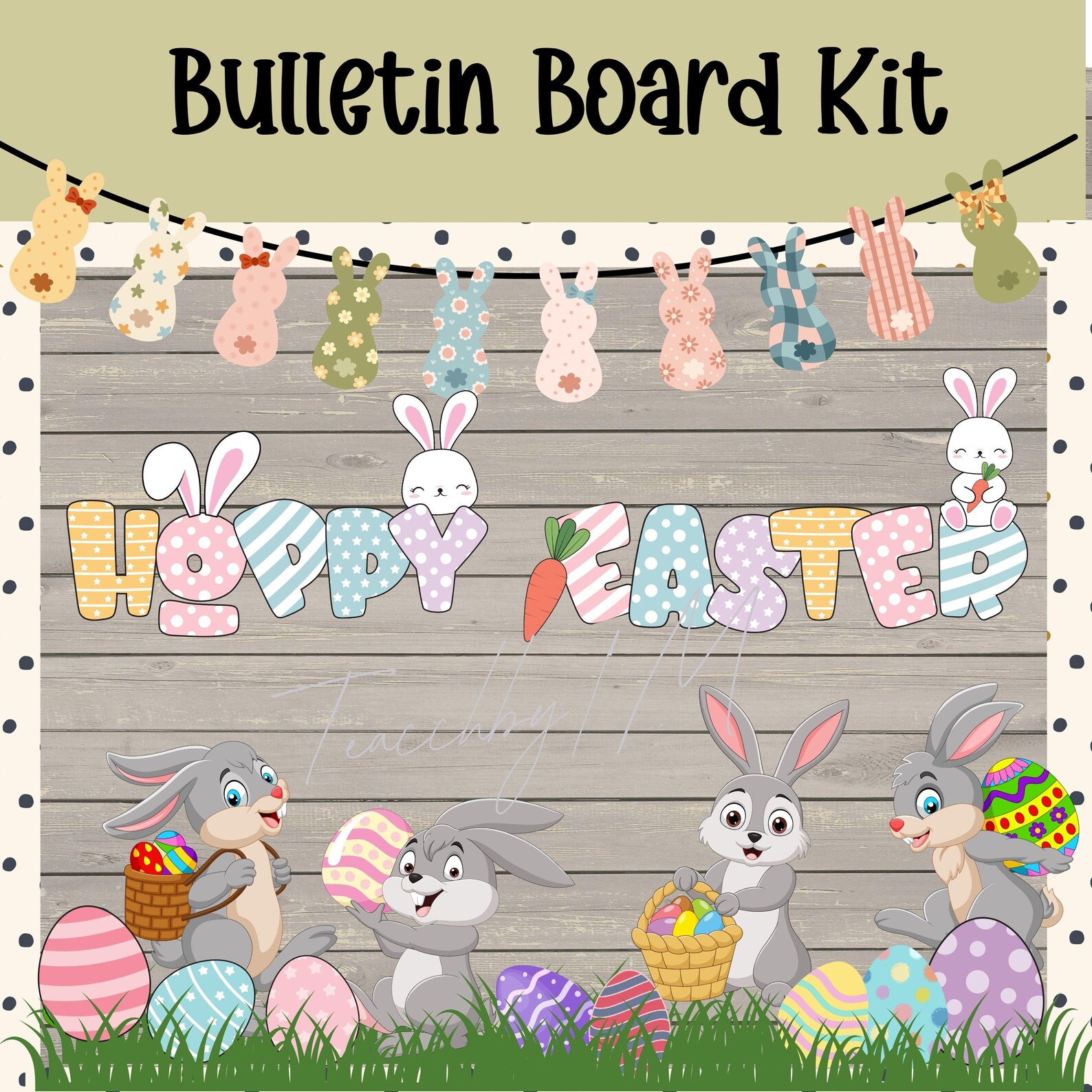 Hoppy Easter Bulletin Board Kit: Classroom Spring Decor (PDF & PPT) - Etsy